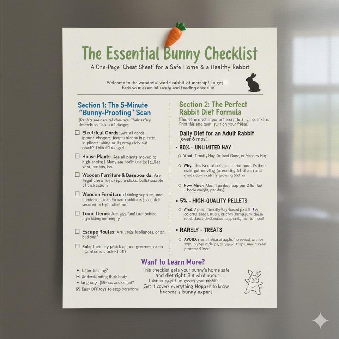 Rabbit Care Guide Pdf New Bunny Handbook Safety Checklist Digital