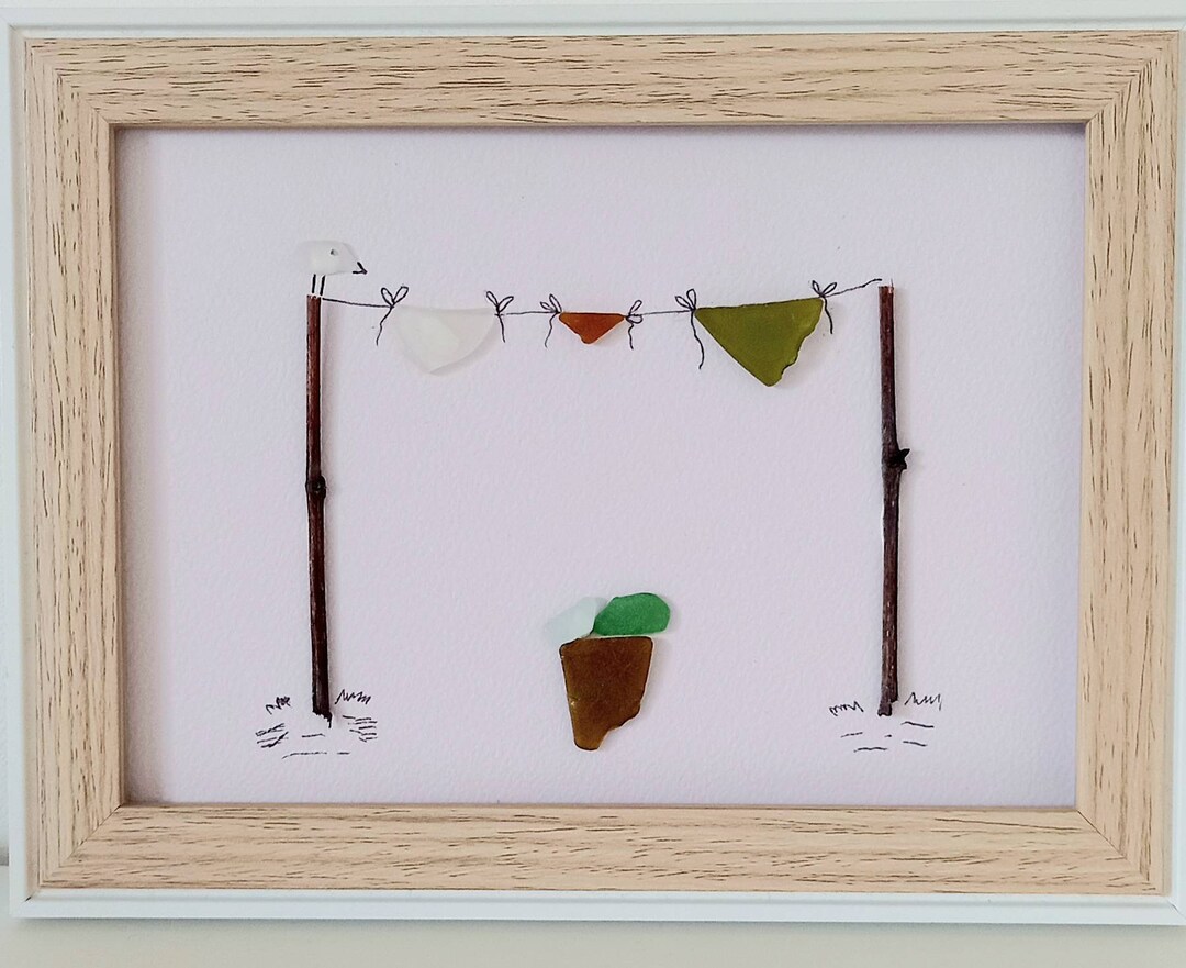 Glass Art Polished Glass Drawing Sea Glass Drawing Wall - Etsy