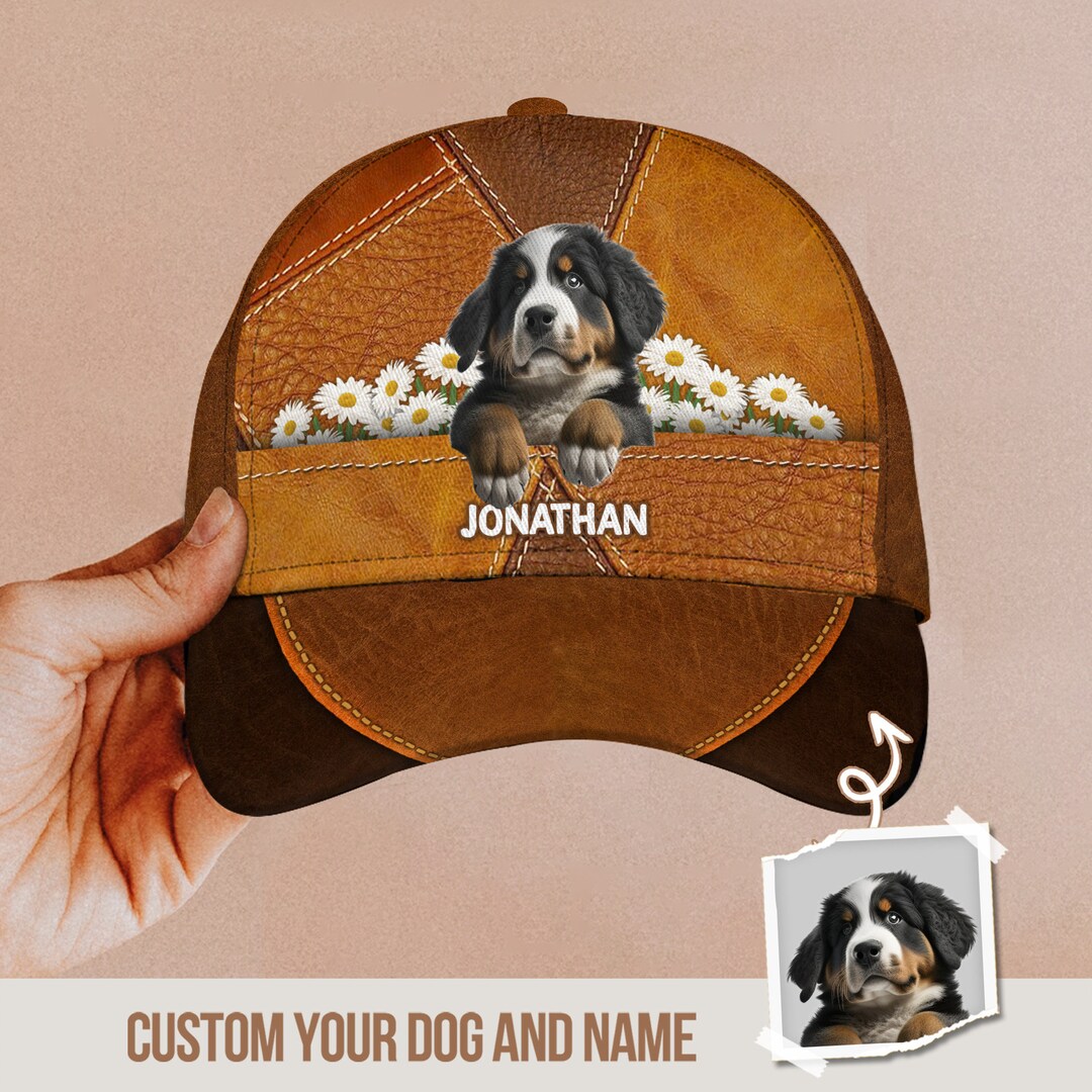 Custom Dog Printed Unisex Baseball Cap for Men, Custom Daisy Flower Hat ...