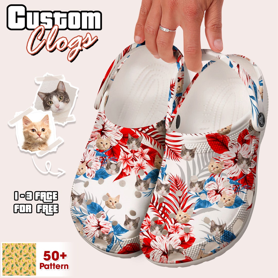 Personalized Clogs Shoes With Cat for Men Women, Funny Pet Clogs Shoes ...