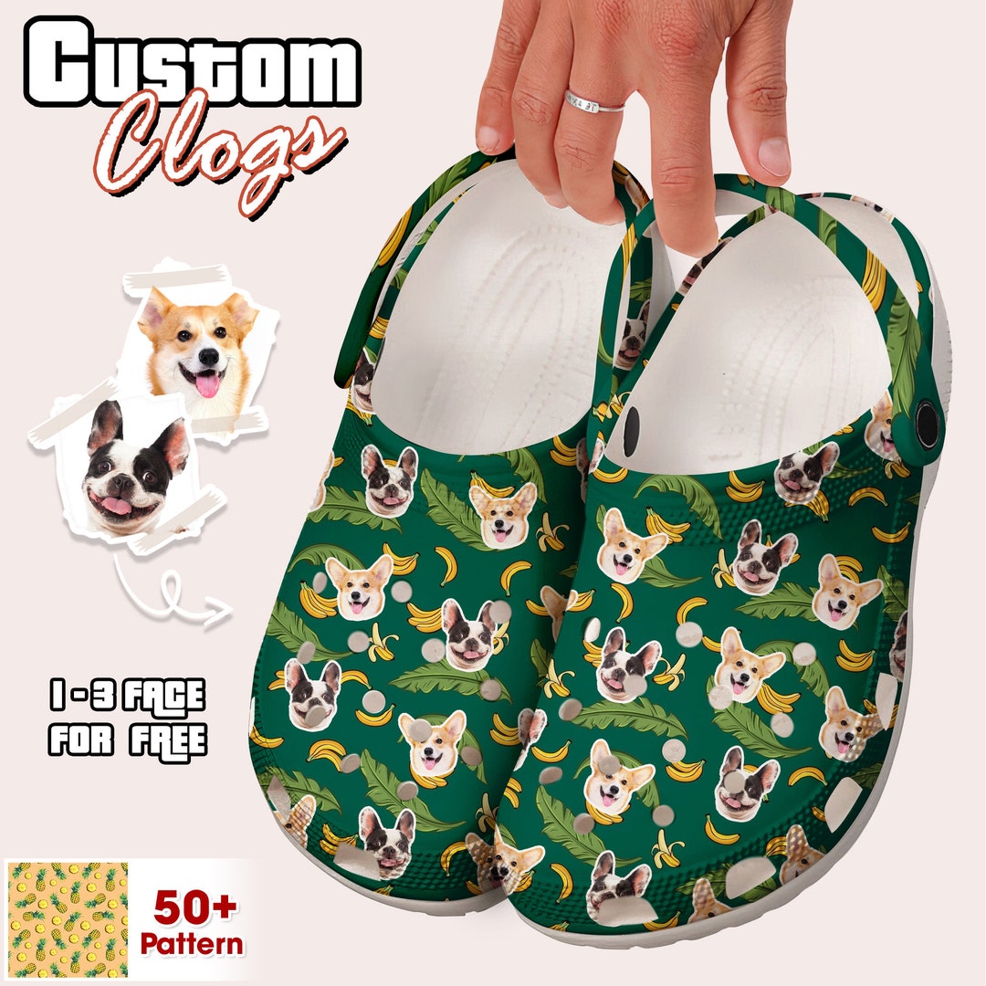 Custom Dog Face Hawaii Clogs for Men Women, Custom Shoes With Photo ...
