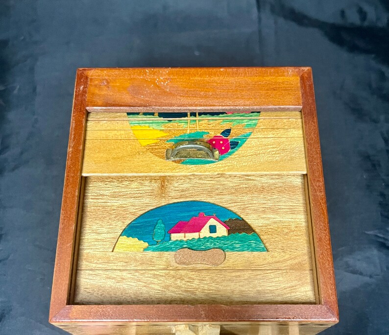 1930s Japanese Wooden Cigarette Humidor – Tambour Lid, Hand-painted ...