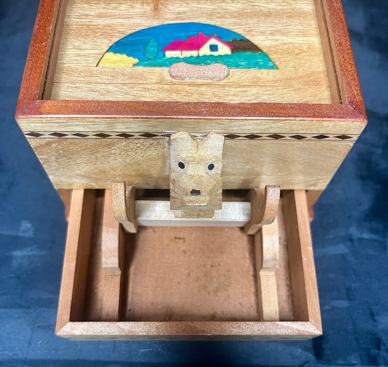 1930s Japanese Wooden Cigarette Humidor – Tambour Lid, Hand-painted ...