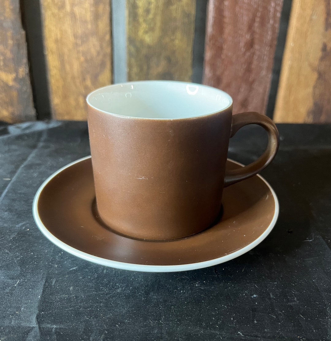 Vintage Brown Retro Porcelain Coffee/tea Cups & Saucers | 5 Pc Set ...