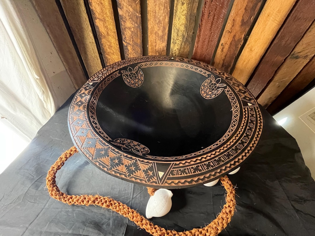 Vintage Fijian Pacific Ceremonial Kava Tanoa Carved Wooden Tribal Bowl ...