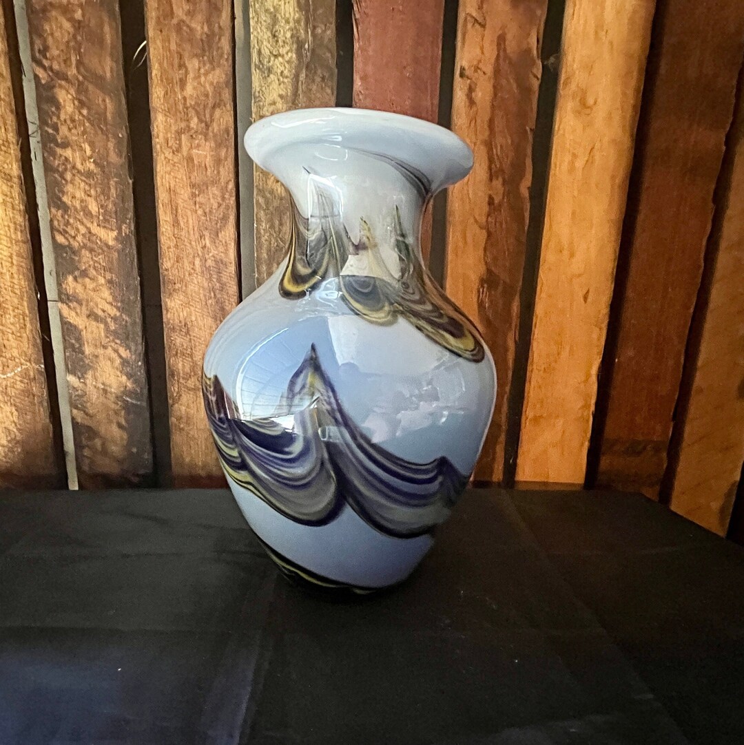 Original Kamei Glass Vase Osaka Blue Vintage Vase Made in - Etsy