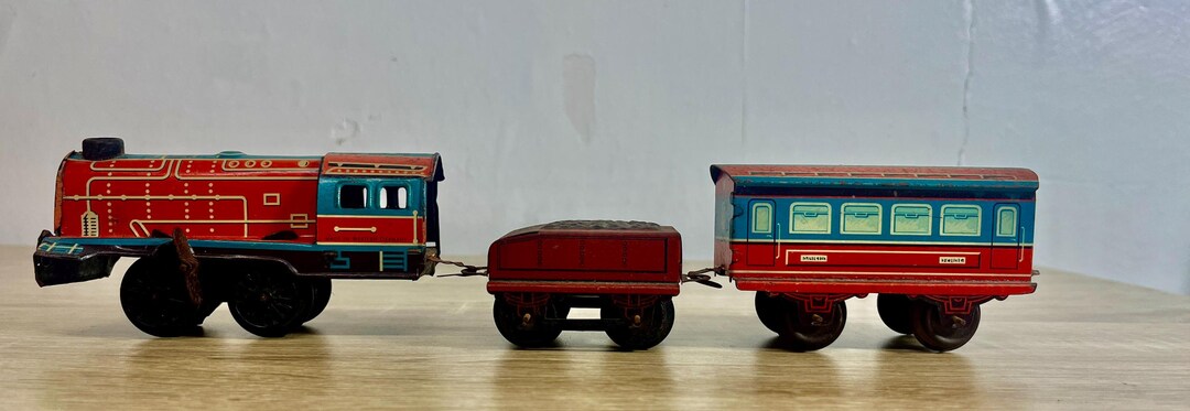 Vintage Tin Litho Wind-up Train Set - Made in Western Germany - 1950s ...