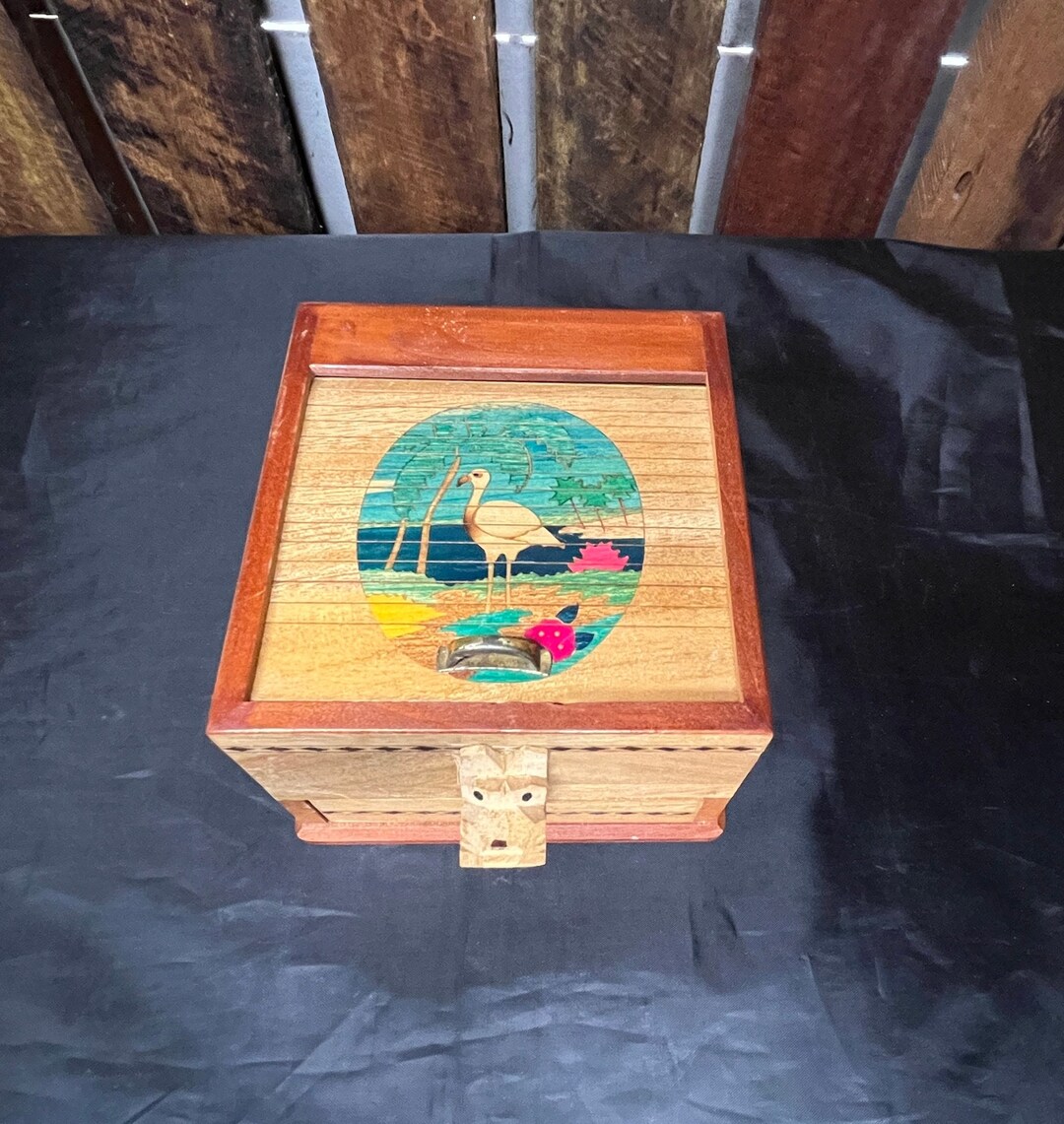 Charming 1930s Japanese Wooden Cigarette Humidor – Tambour Lid – Hand ...