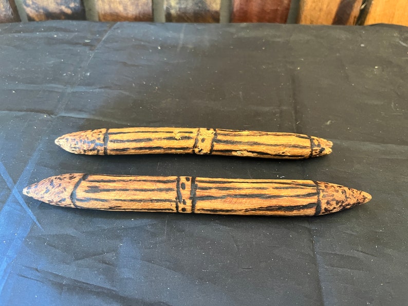 Pair of Traditional Burnt Pokerwork Aboriginal Indigenous Australian ...
