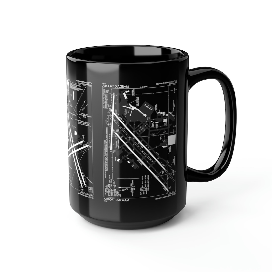 Custom Aviation Mug 3 Airport Diagrams any Airports - Etsy