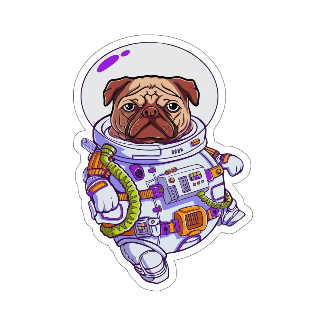 Space Dog Sticker Space Pug Sticker Grumpy Pug in Spacesuit Sticker ...