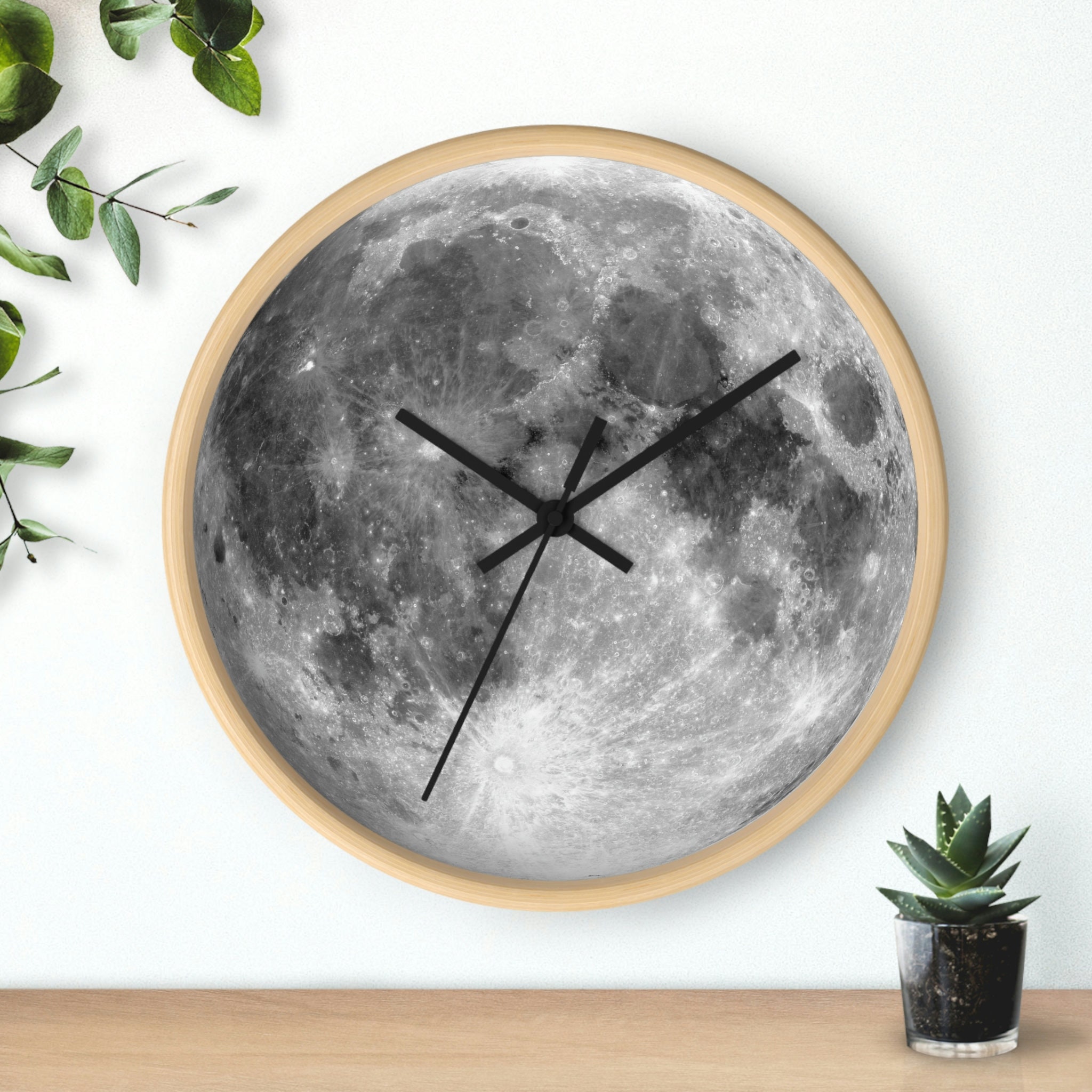 10 Moon Wall Clock Modern Wall Clock Unique Space Gift Minimalist Wall ...