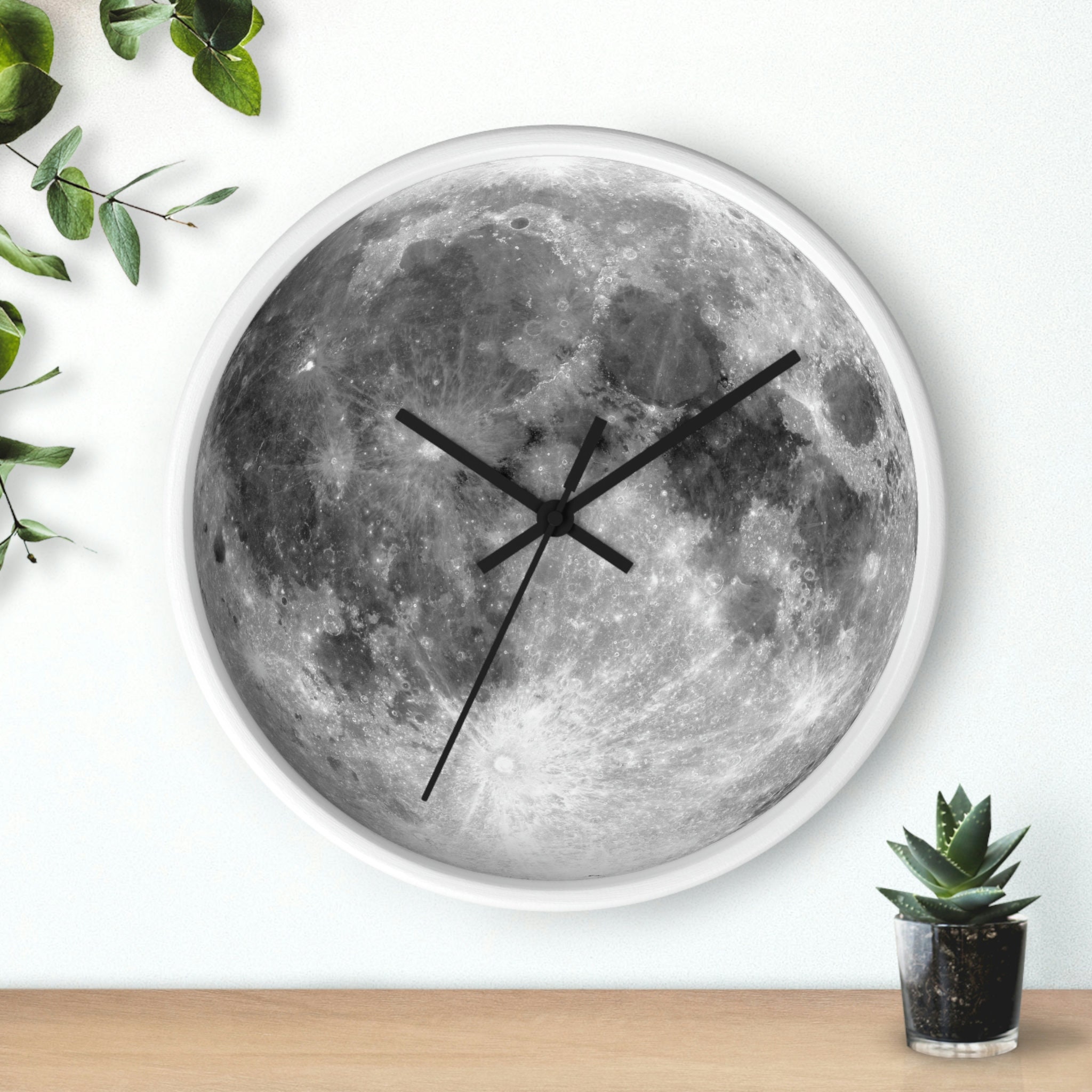 10 Moon Wall Clock Modern Wall Clock Unique Space Gift Minimalist Wall ...