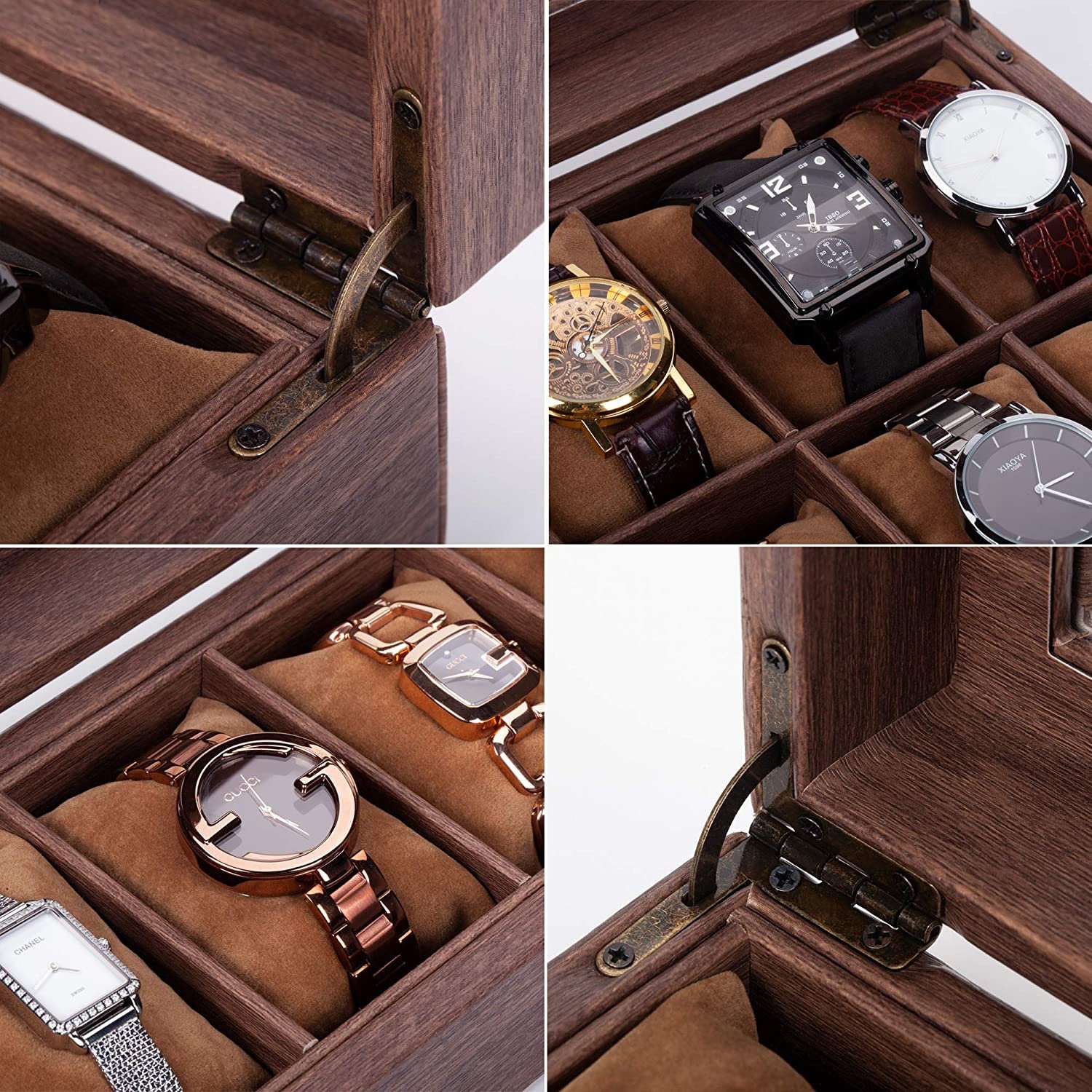 10/ 12 Slots Watch Storage Box, Display Case, Glass Topped Watch ...