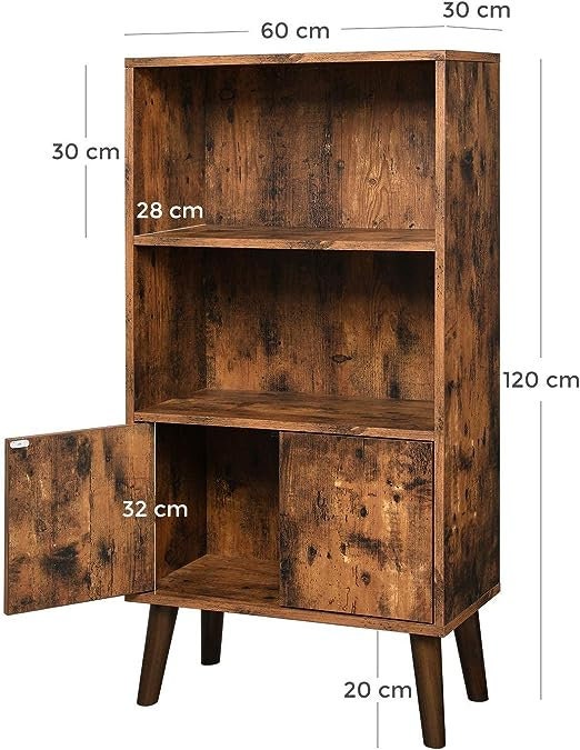 Bookcase, 2-tier Bookshelf With Doors, Storage Cabinet for Books ...