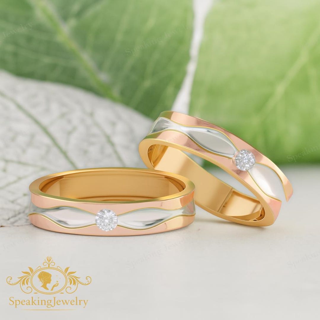 Trinity Harmony Couple Rings | Tri Color Wedding Bands Sterling Silver ...