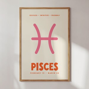 Pisces Print, Zodiac Poster, Digital Download Print, Trendy Wall Art ...