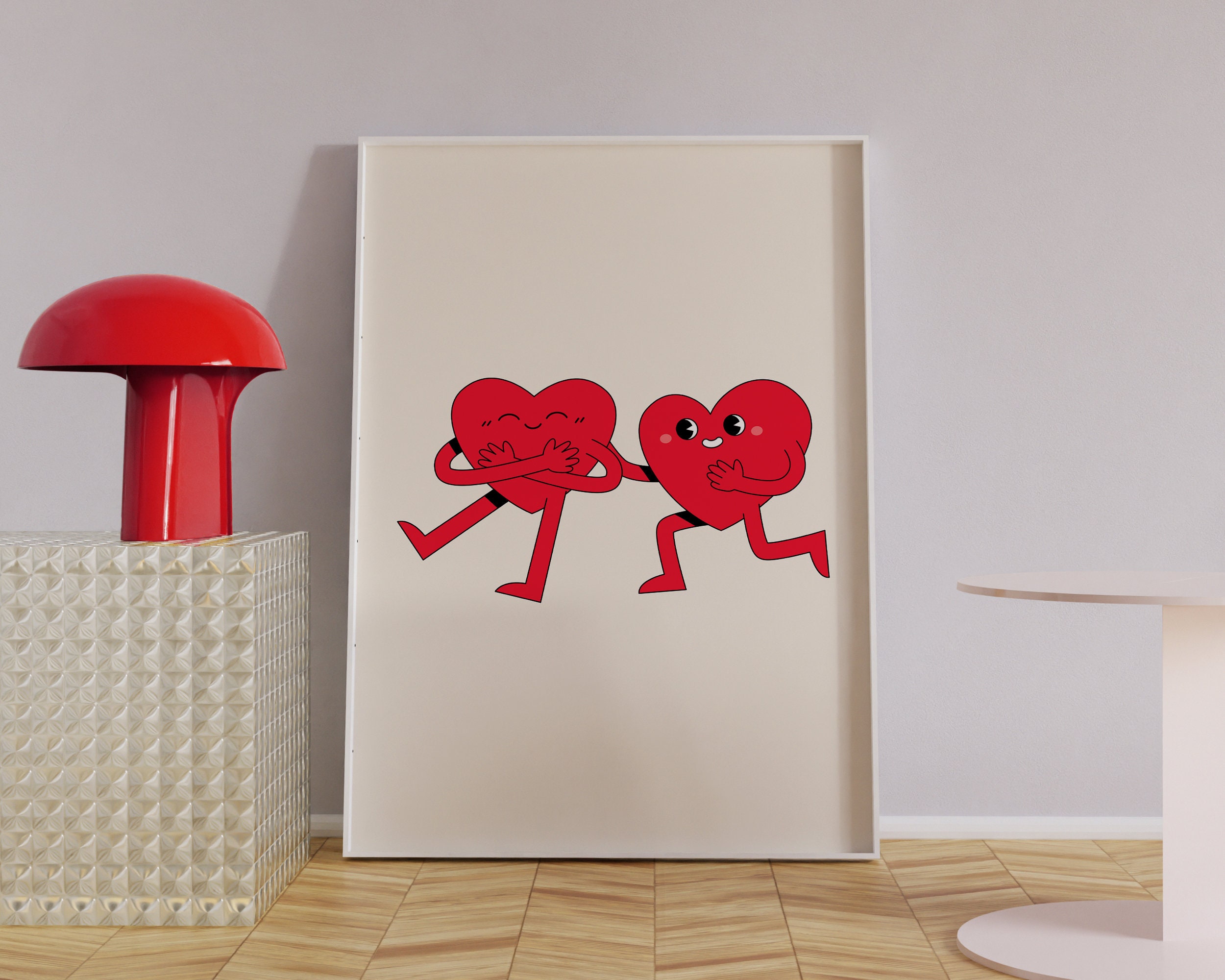 Cute Retro Hearts Print, Digital Download, Valentines Day Poster ...