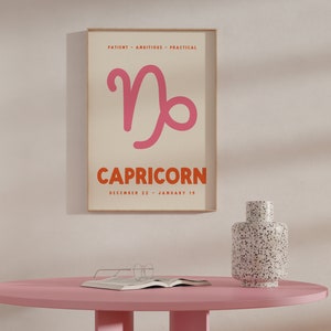 Capricorn Print, Zodiac Poster, Digital Download Print, Trendy Wall Art ...