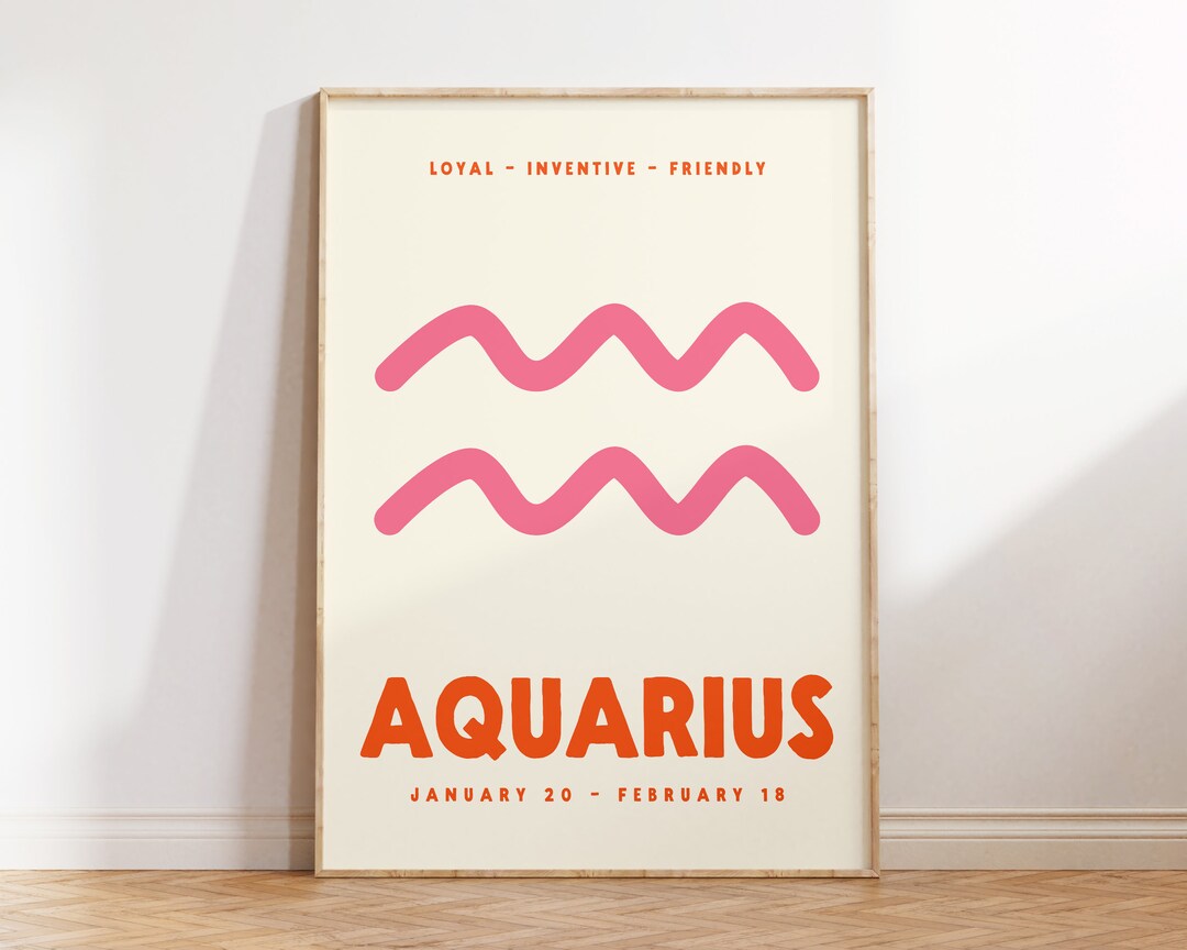 Aquarius Print, Zodiac Poster, Digital Download Print, Trendy Wall Art ...
