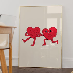 Cute Retro Hearts Print, Digital Download, Valentines Day Poster ...