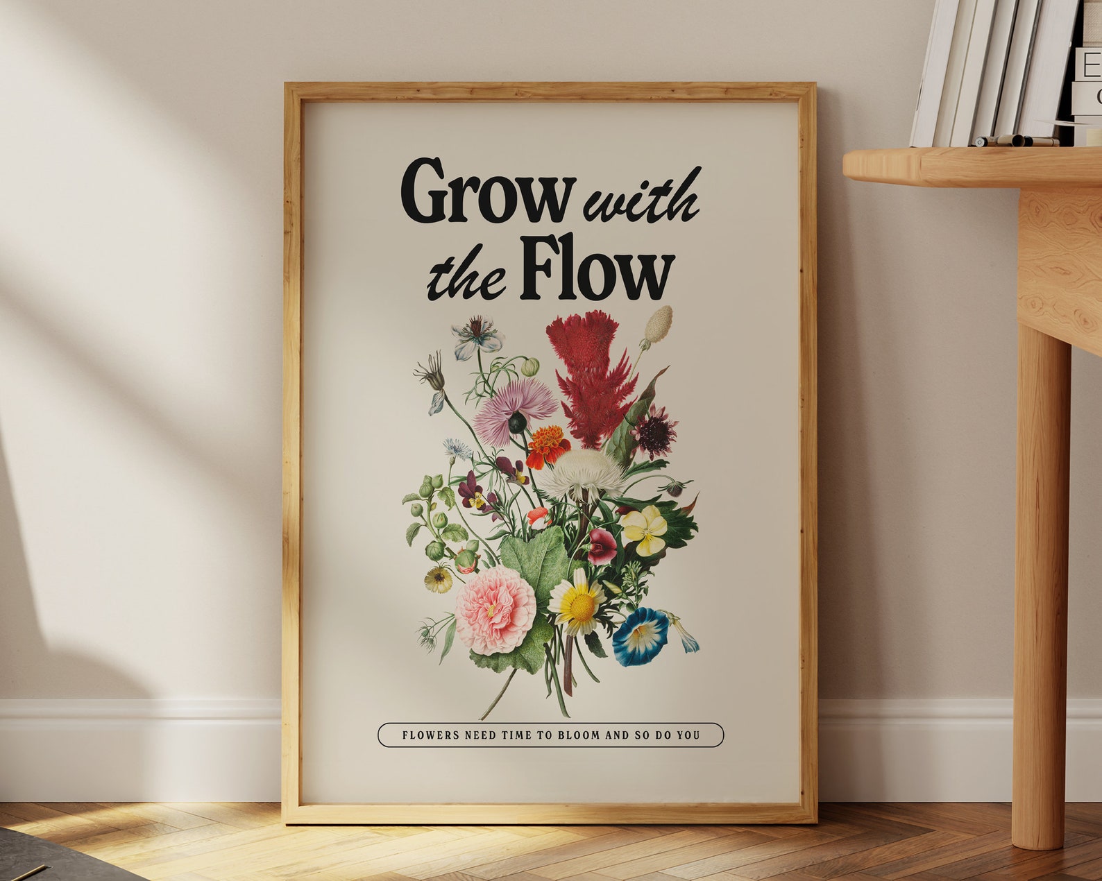 Positive Quote Print, Digital Download, Botanical Floral Poster, Trendy ...
