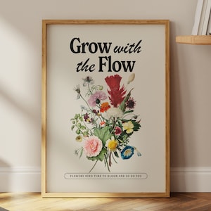 Positive Quote Print, Botanical Floral Poster, Digital Download, Trendy ...