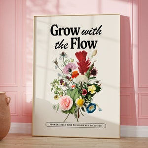 Positive Quote Print, Botanical Floral Poster, Digital Download, Trendy ...