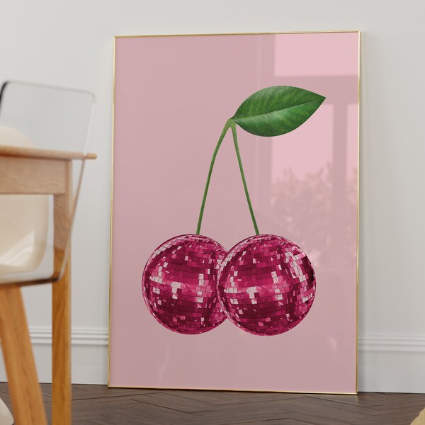 Pink Disco Cherry Print - Etsy