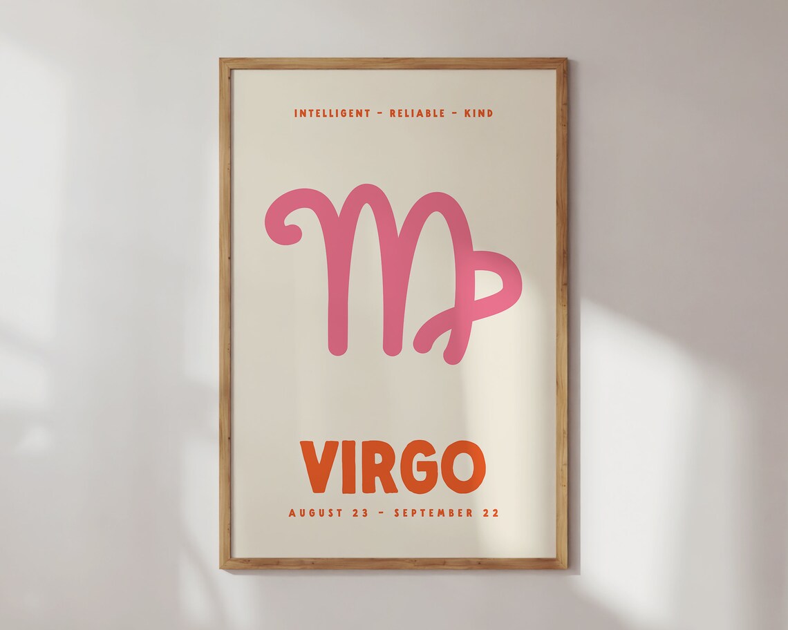 Virgo Print, Digital Download, Zodiac Poster, Trendy Wall Art, Star ...