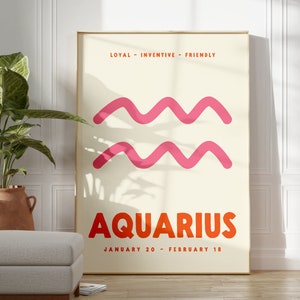 Aquarius Print, Zodiac Poster, Digital Download Print, Trendy Wall Art ...