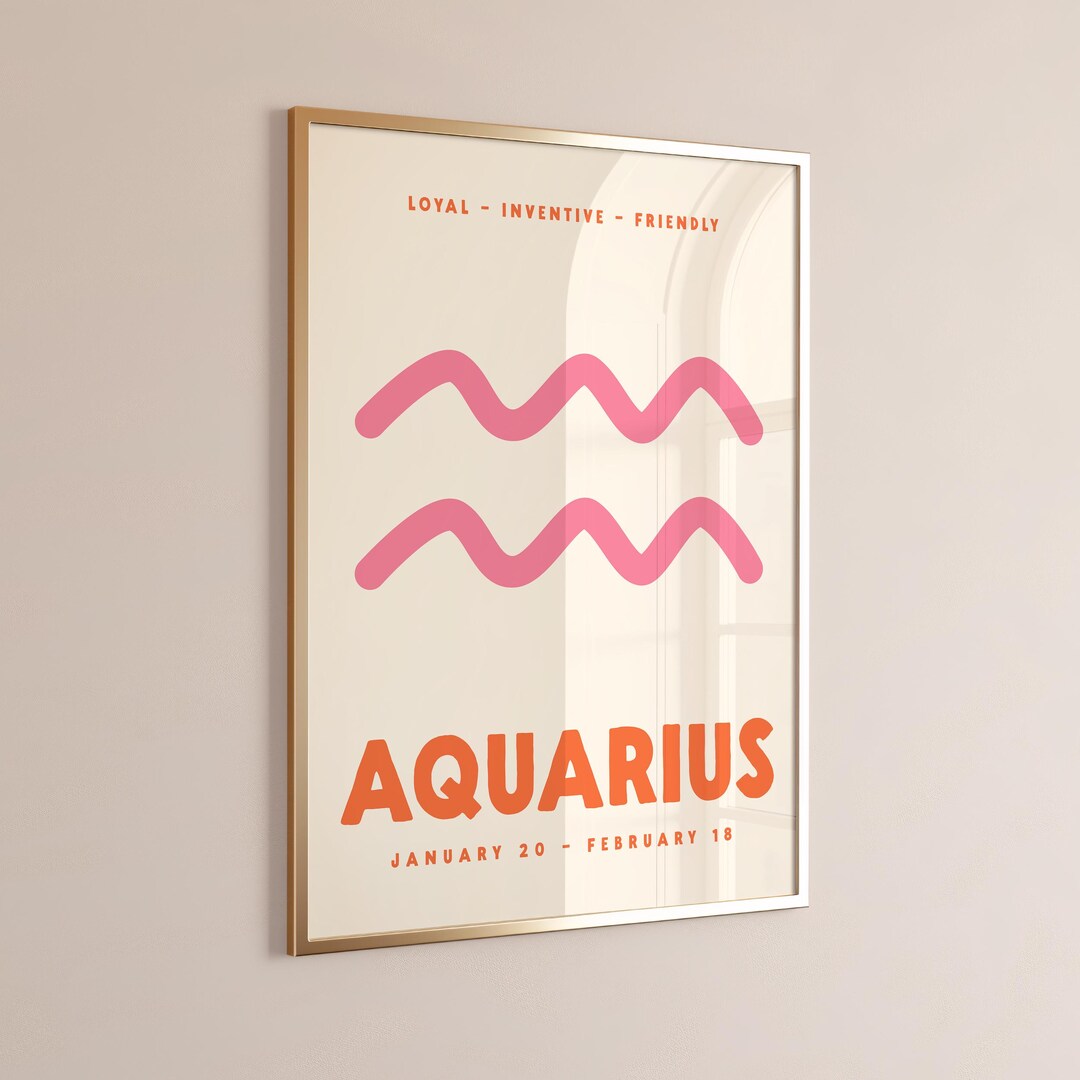 Aquarius Print, Digital Download, Zodiac Poster, Trendy Wall Art, Star ...