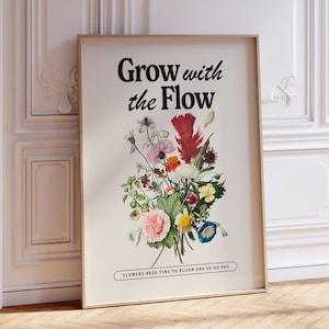 Positive Quote Print, Botanical Floral Poster, Digital Download, Trendy ...