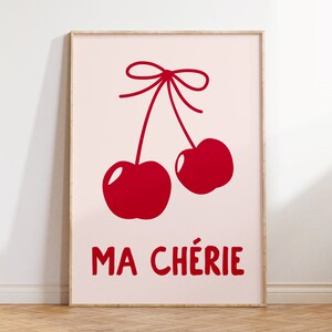 Cherry Poster, Cherry Bow Print, Trendy Wall Art, Digital Download ...