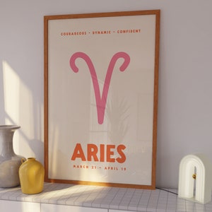 Aries Print, Zodiac Poster, Digital Download Print, Trendy Wall Art ...