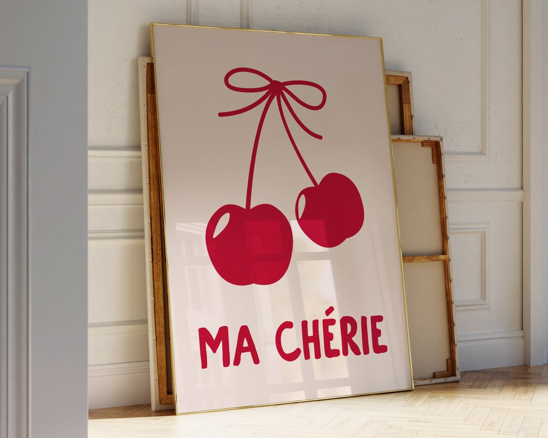 Cherry Poster, Cherry Bow Print, Trendy Wall Art, Digital Download ...