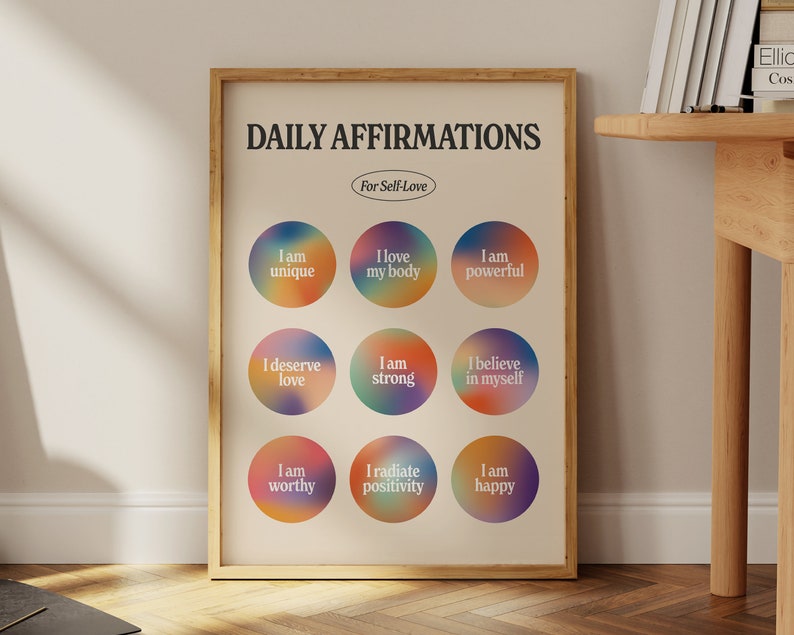 Daily Affirmations Print Trendy Wall Art Digital Download - Etsy