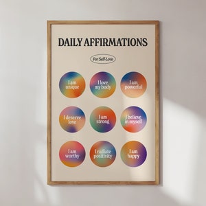 Daily Affirmations Print, Trendy Wall Art, Digital Download Print ...