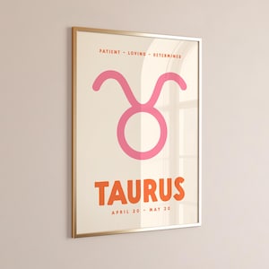 Taurus Print, Digital Download, Zodiac Poster, Trendy Wall Art, Star ...