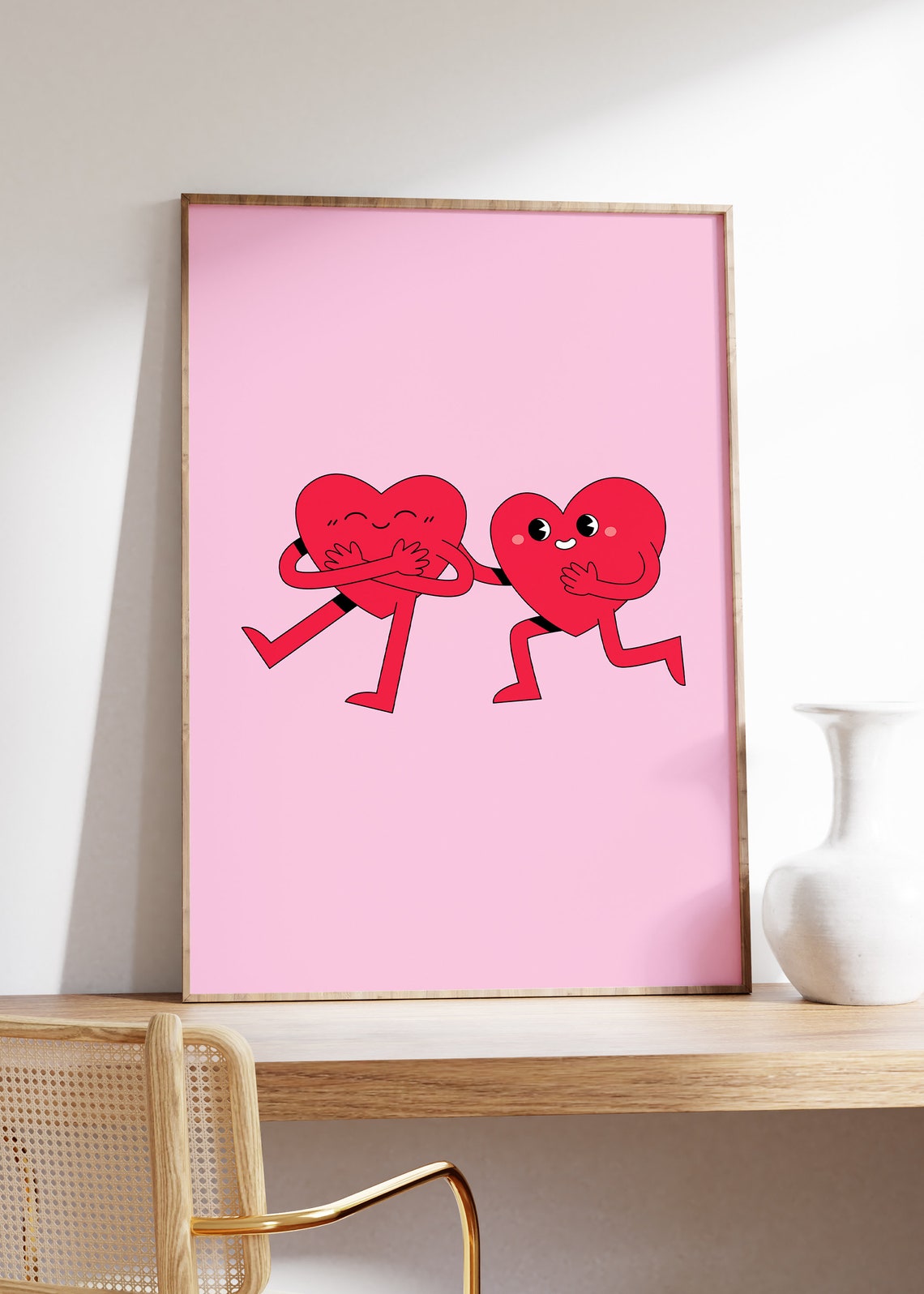 Cute Retro Hearts Print Retro Wall Decor Trendy Wall Art - Etsy
