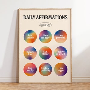 Daily Affirmations Print, Trendy Wall Art, Digital Download Print ...