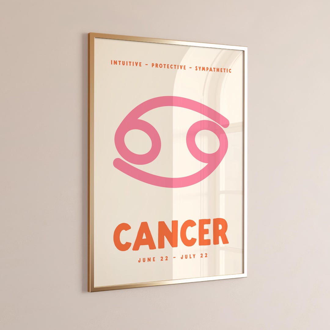 Cancer Print, Digital Download, Zodiac Poster, Trendy Wall Art, Star ...