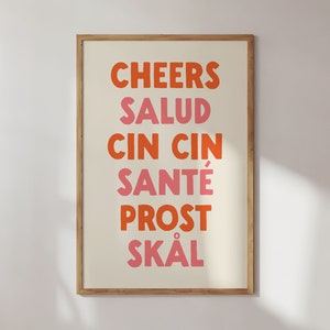 Cheers Print, Digital Download Print, Trendy Wall Art, Bar Cart Poster ...