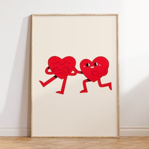 Cute Retro Hearts Print, Valentines Day Poster, Digital Download ...