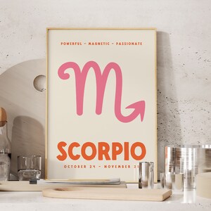 Scorpio Print, Zodiac Poster, Digital Download Print, Trendy Wall Art ...