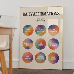 Daily Affirmations Print, Trendy Wall Art, Digital Download Print ...