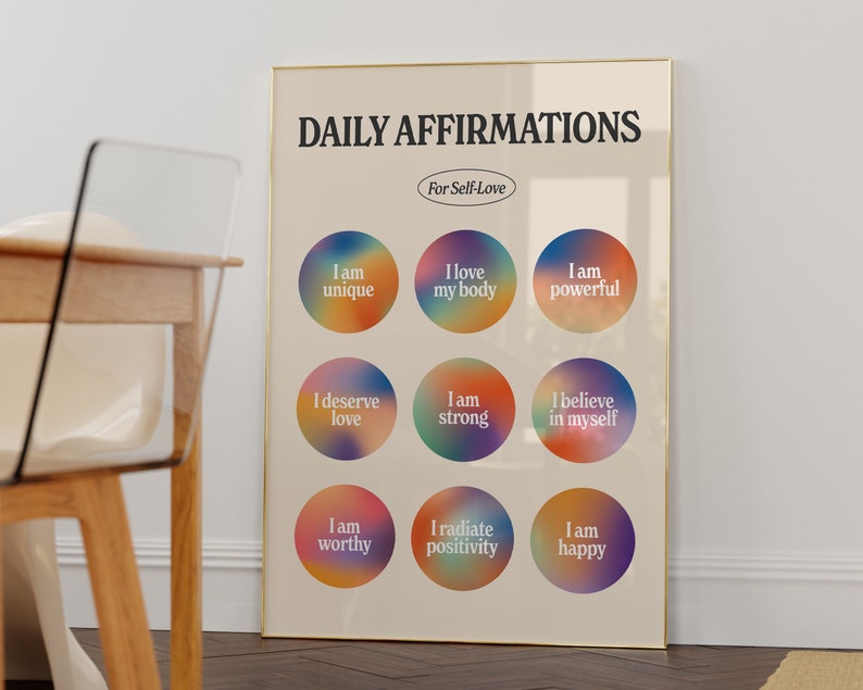 Daily Affirmations Print Trendy Wall Art Digital Download - Etsy