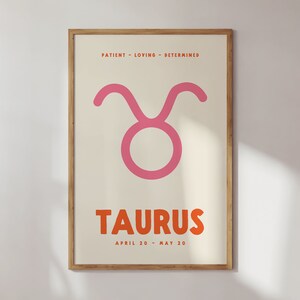 Taurus Print, Zodiac Poster, Digital Download Print, Trendy Wall Art ...