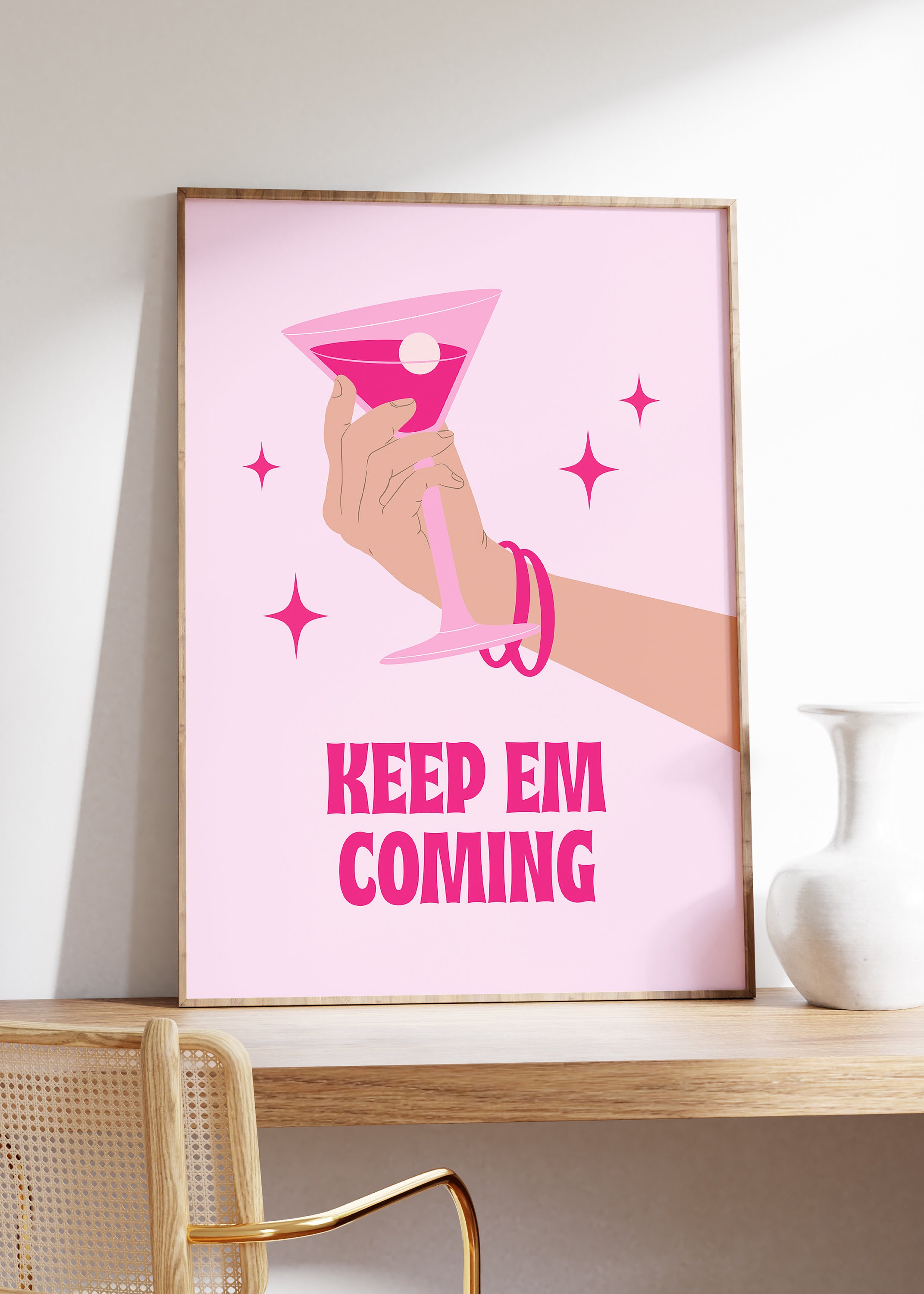 Keep Em Coming Print Digital Download Bar Cart Art Cocktail Poster ...