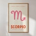 Scorpio Print, Zodiac Poster, Digital Download Print, Trendy Wall Art ...